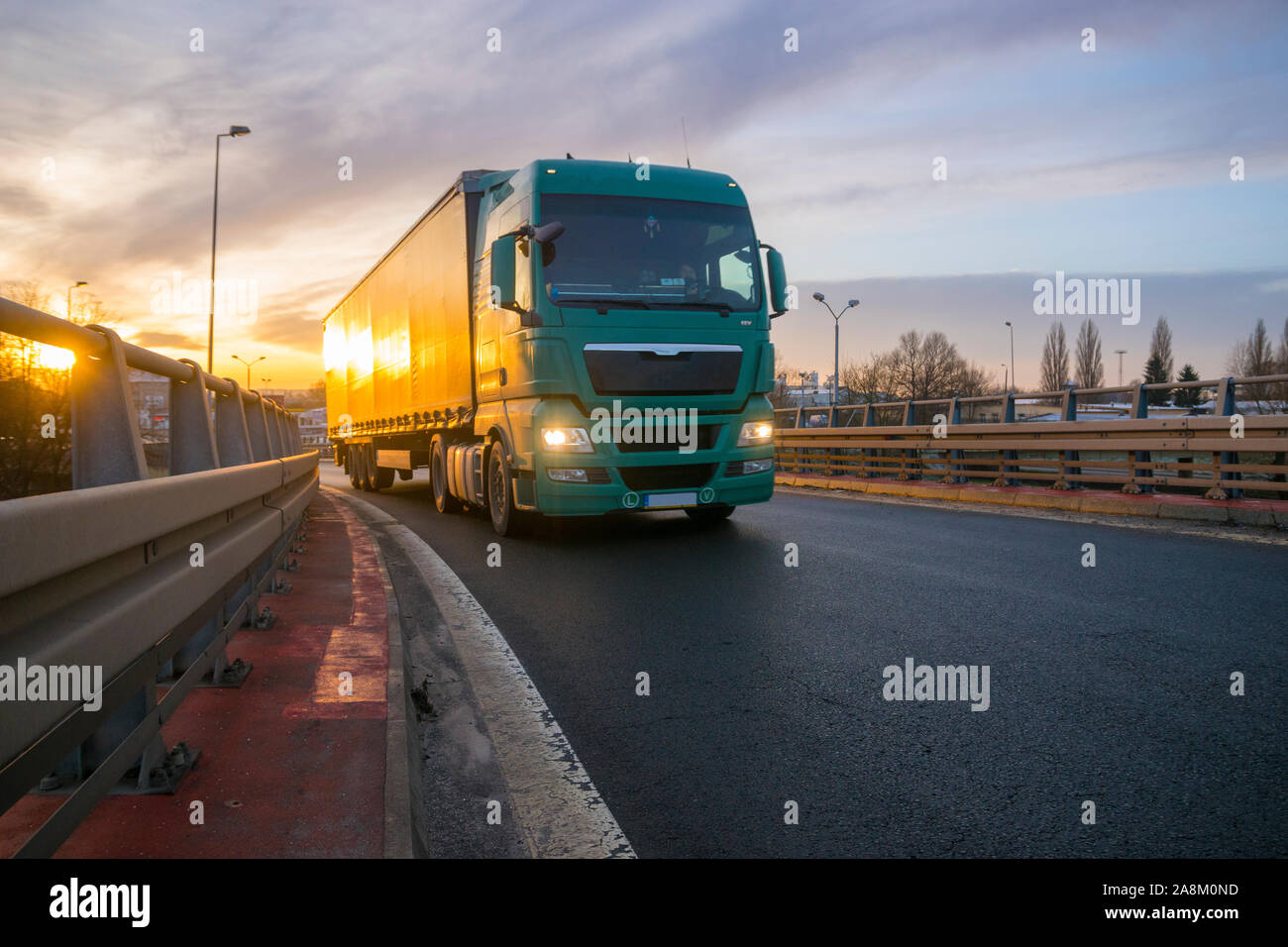 truck on the bridge Stock Photo - Alamy