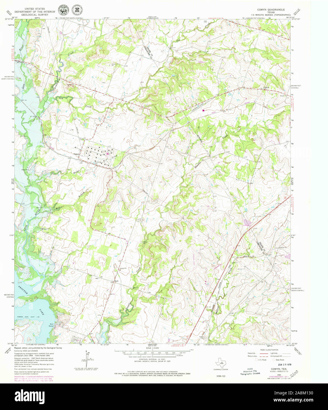 USGS TOPO Map Texas TX Comyn 108798 1965 24000 Restoration Stock Photo ...