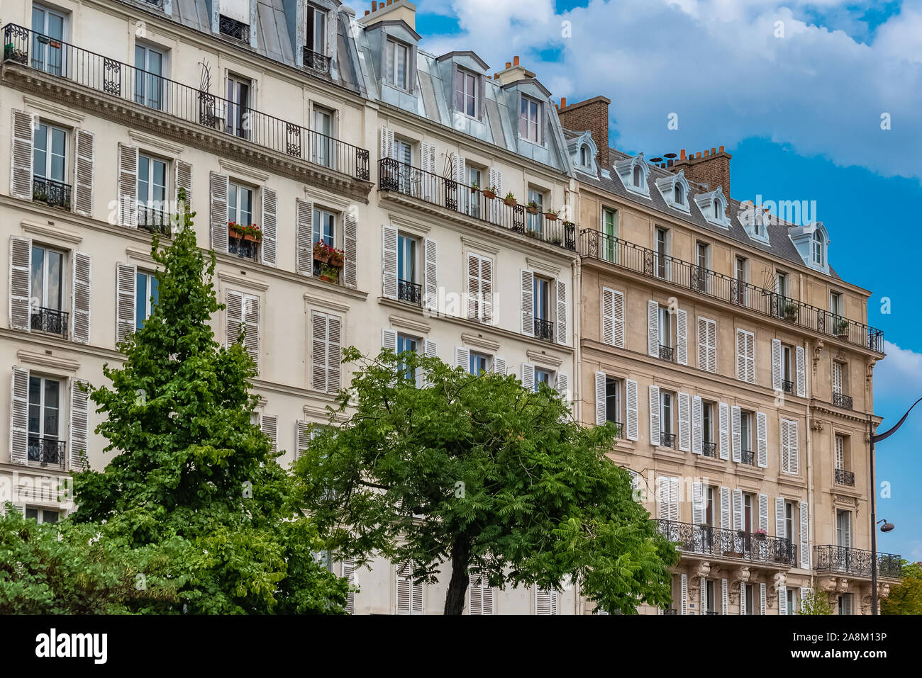 Paris, attractive facades, with geometry of the windows, charming ...