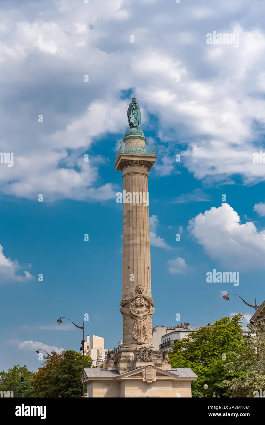 Paris, place de la Nation, typical buildings and the column and statue ...
