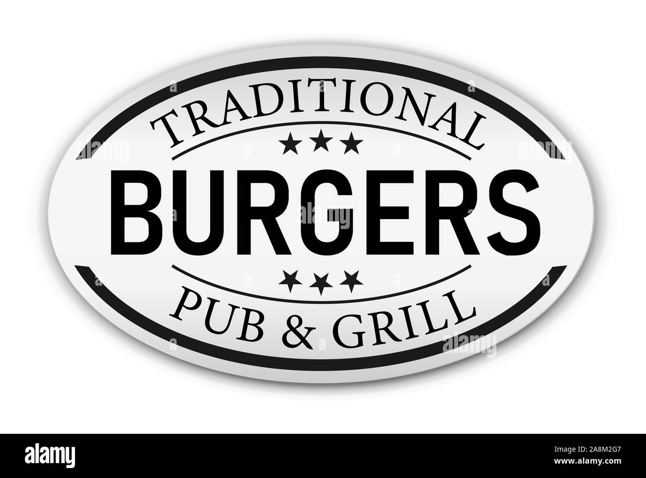 abstract paper logo label with text traditional Burgers pub and grill ...