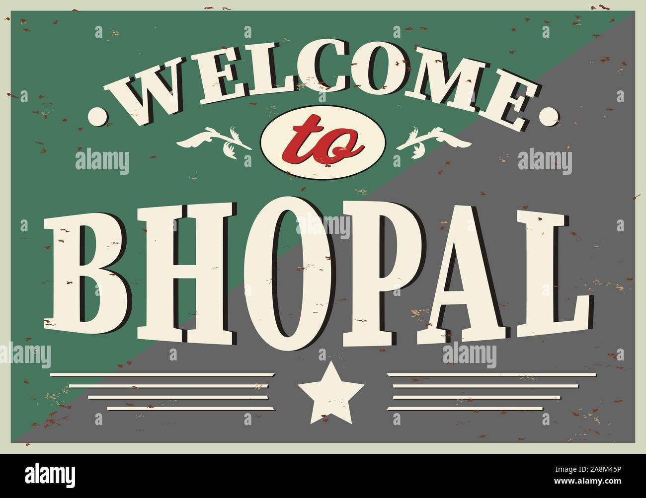 India Bhopal city skyline silhouette vector design logo vintage sign ...