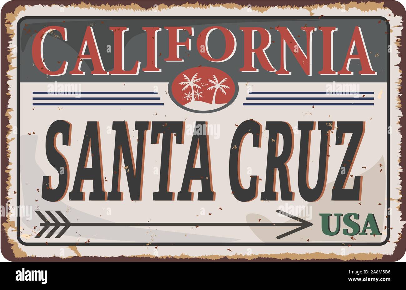 Santa Cruz vintage rusty metal sign on a white background, vector ...