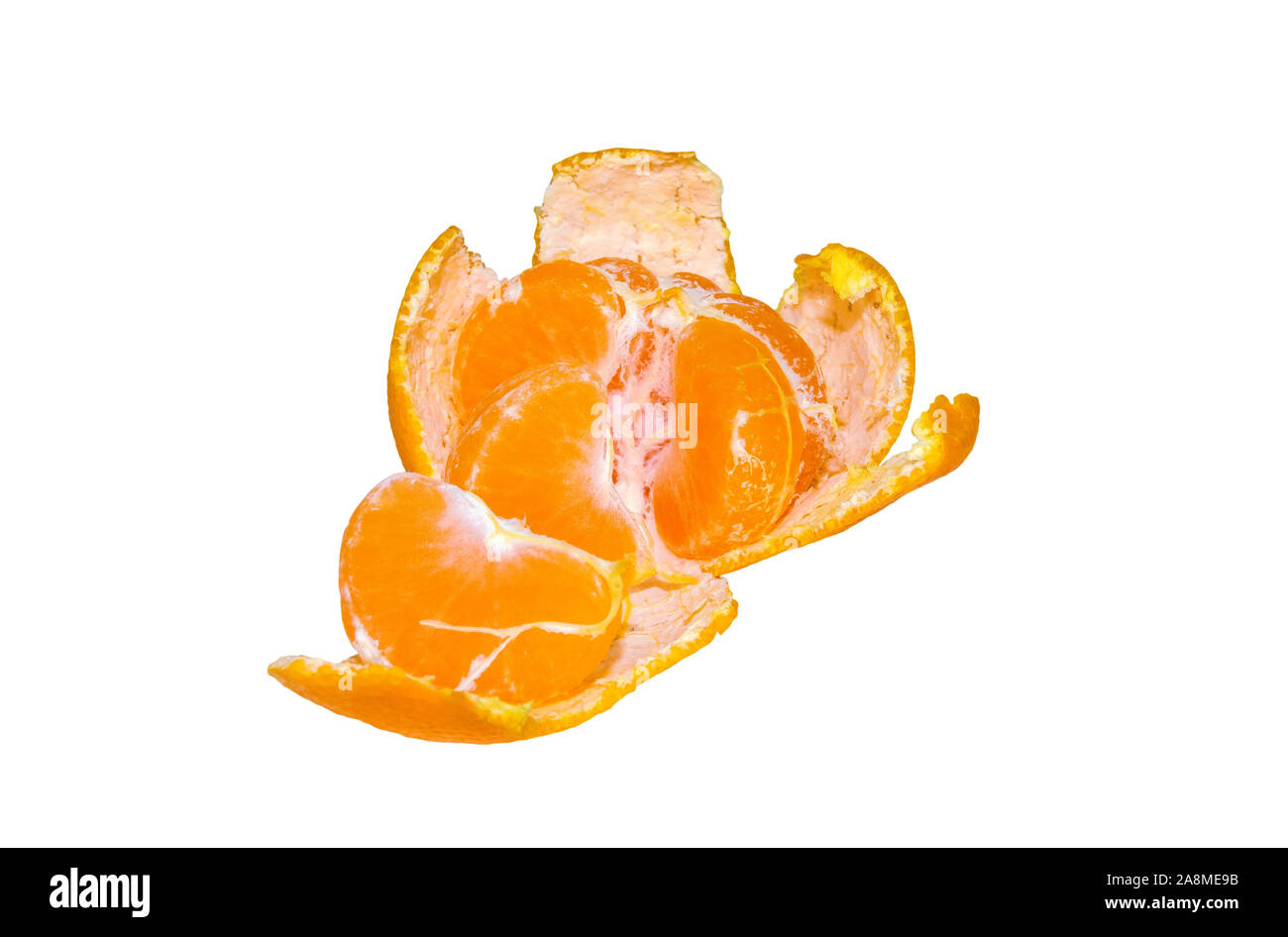 image of mandarin slices on the peel isolated on white background Stock ...