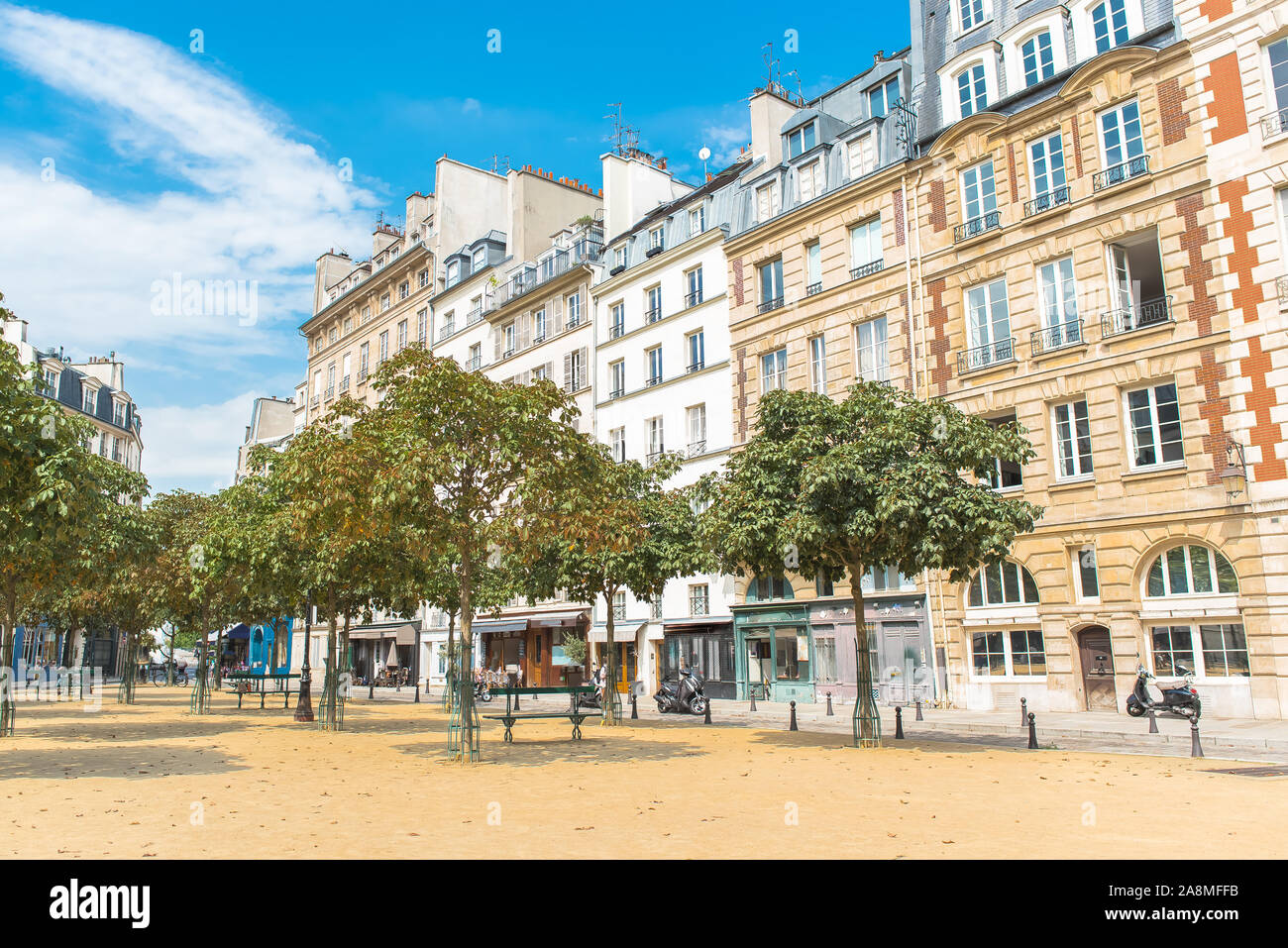 Paris, France, place Dauphine, beautiful place and public square ...