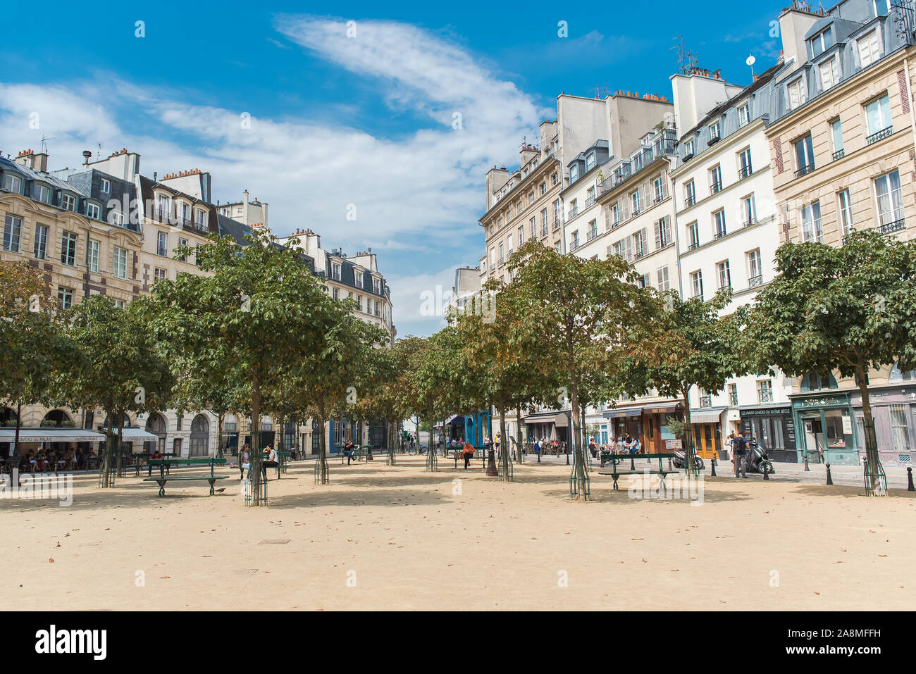 Paris, France, place Dauphine, beautiful place and public square ...