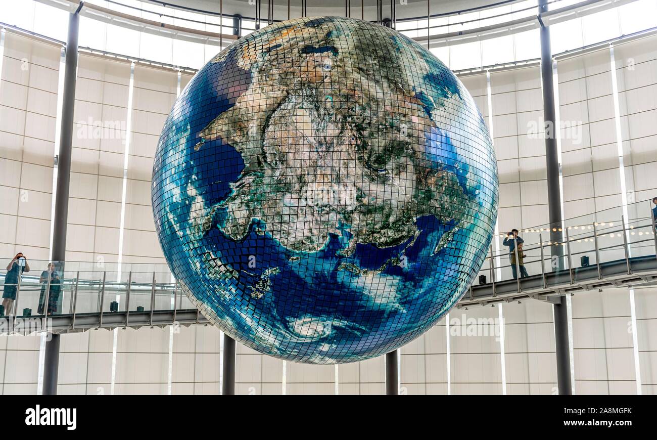 Big globe hangs from the ceiling, National Museum of Emerging Science ...