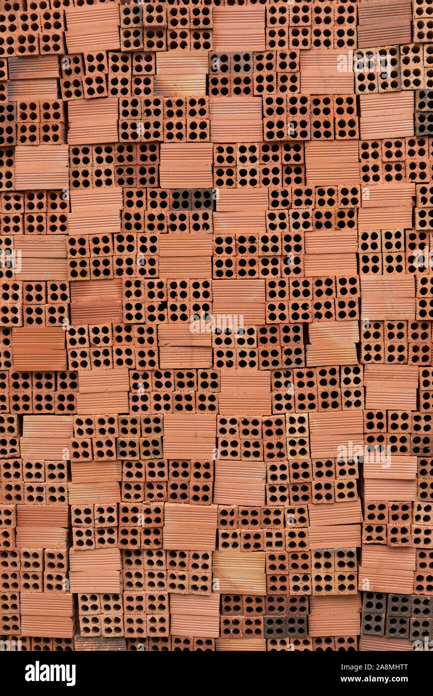 Red Clay or Terracotta bricks stacked neatly on a building site Stock ...