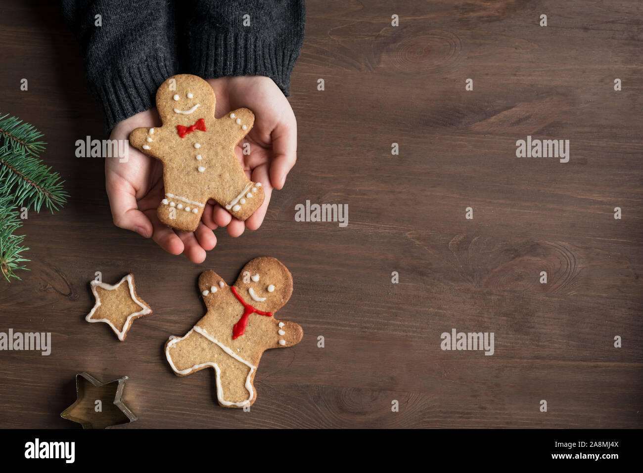 Children hands dough on wooden hi-res stock photography and images - Alamy