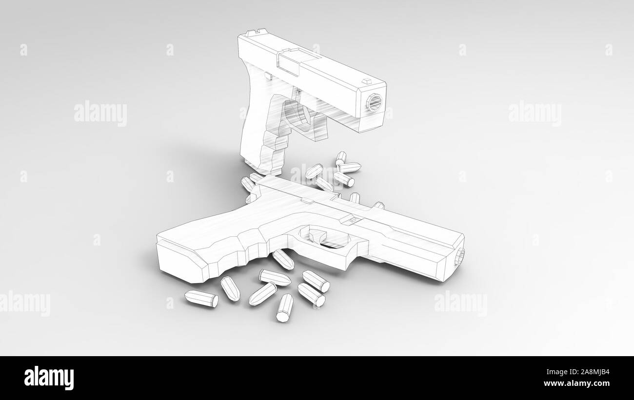 3d rendering of a hand gun pistol isolated in white background Stock ...