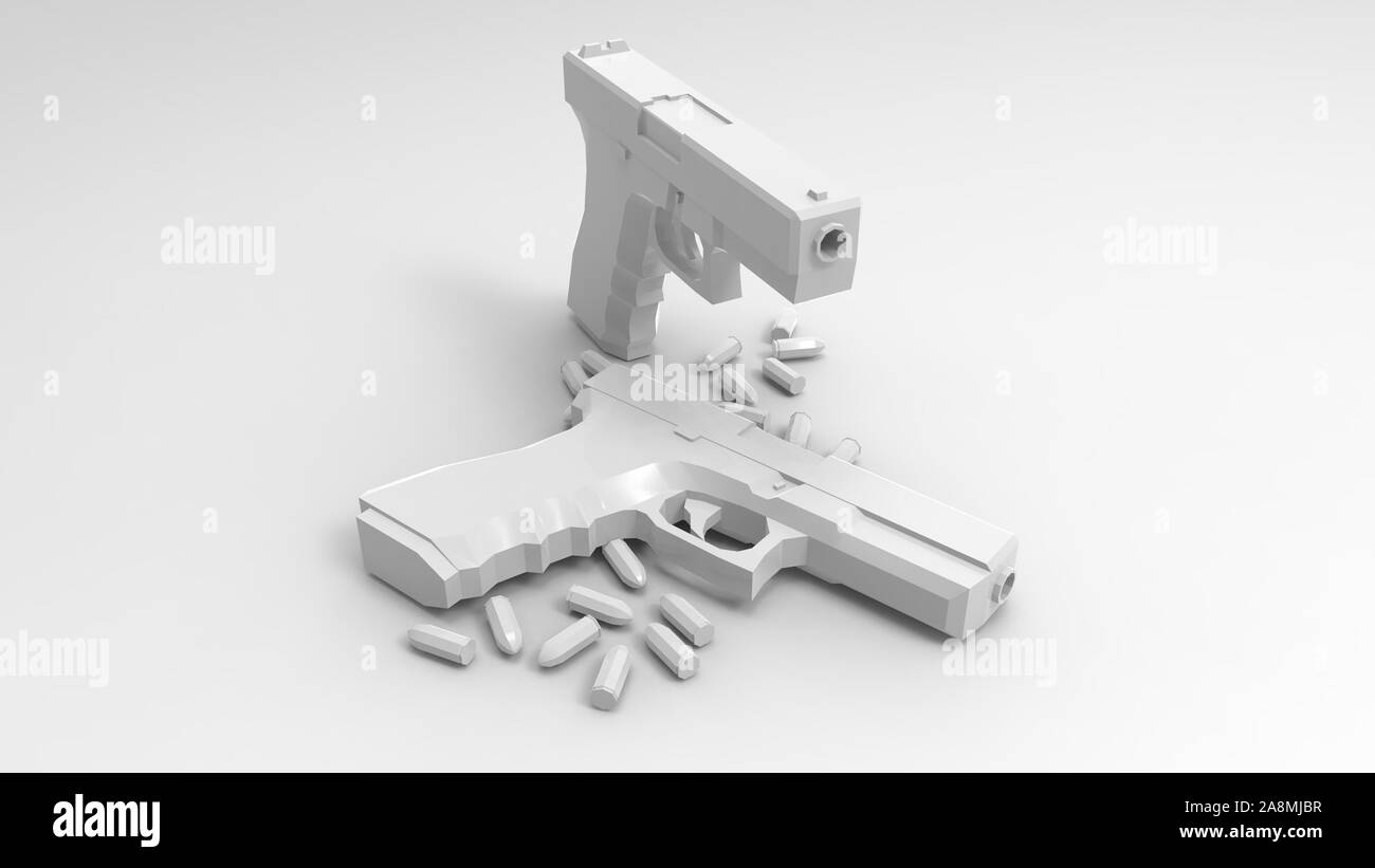 3d rendering of a hand gun pistol isolated in white background Stock ...