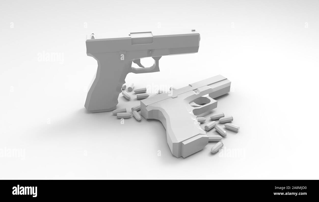3d rendering of a hand gun pistol isolated in white background Stock ...