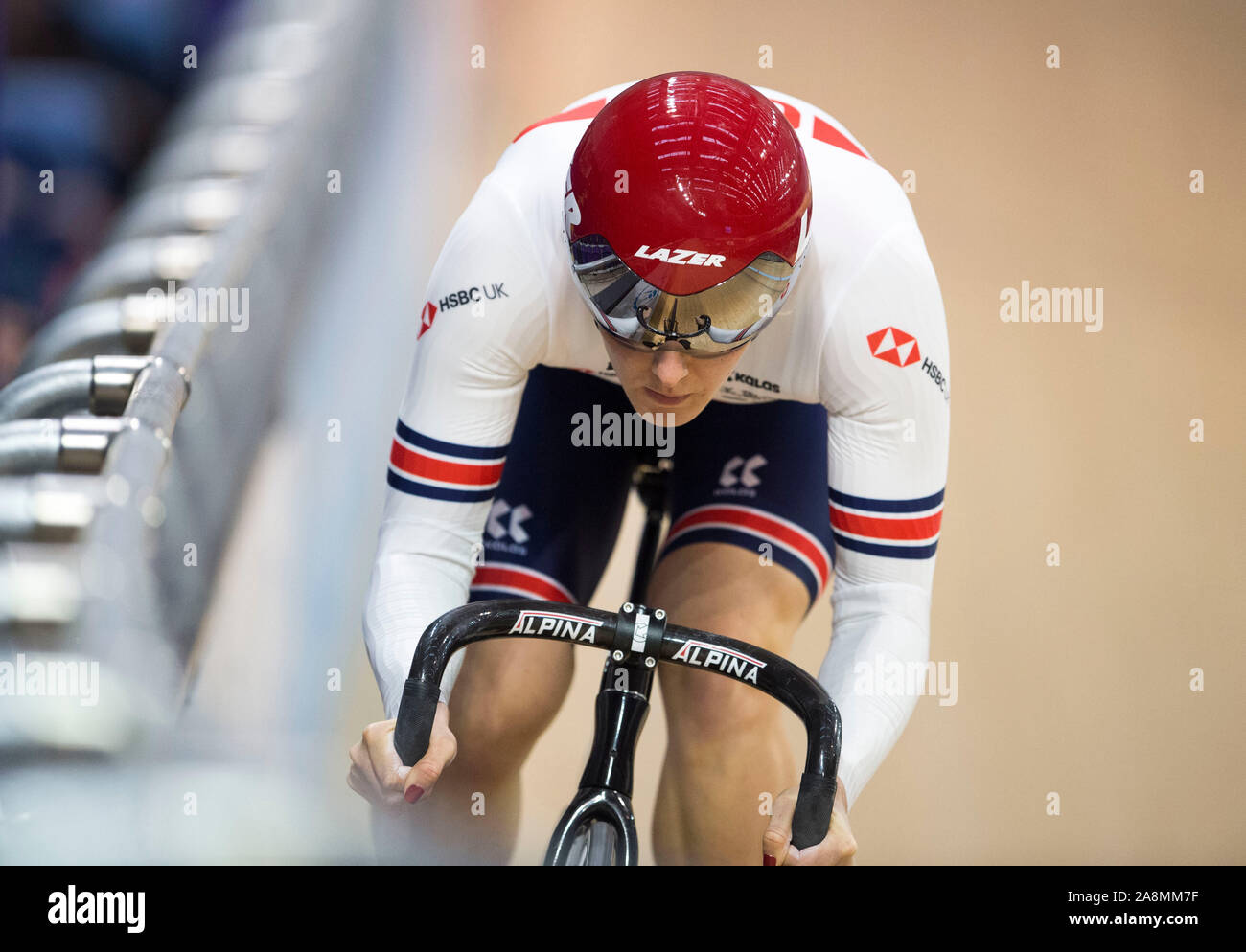 Katy Marchant (GBR) competing in the Women's Sprint Qualifying event ...