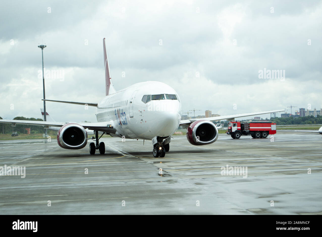 Water Salute for AirTran first flight Stock Photo - Alamy