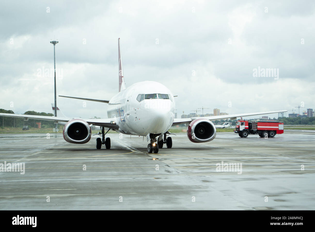 Water Salute for AirTran first flight Stock Photo - Alamy