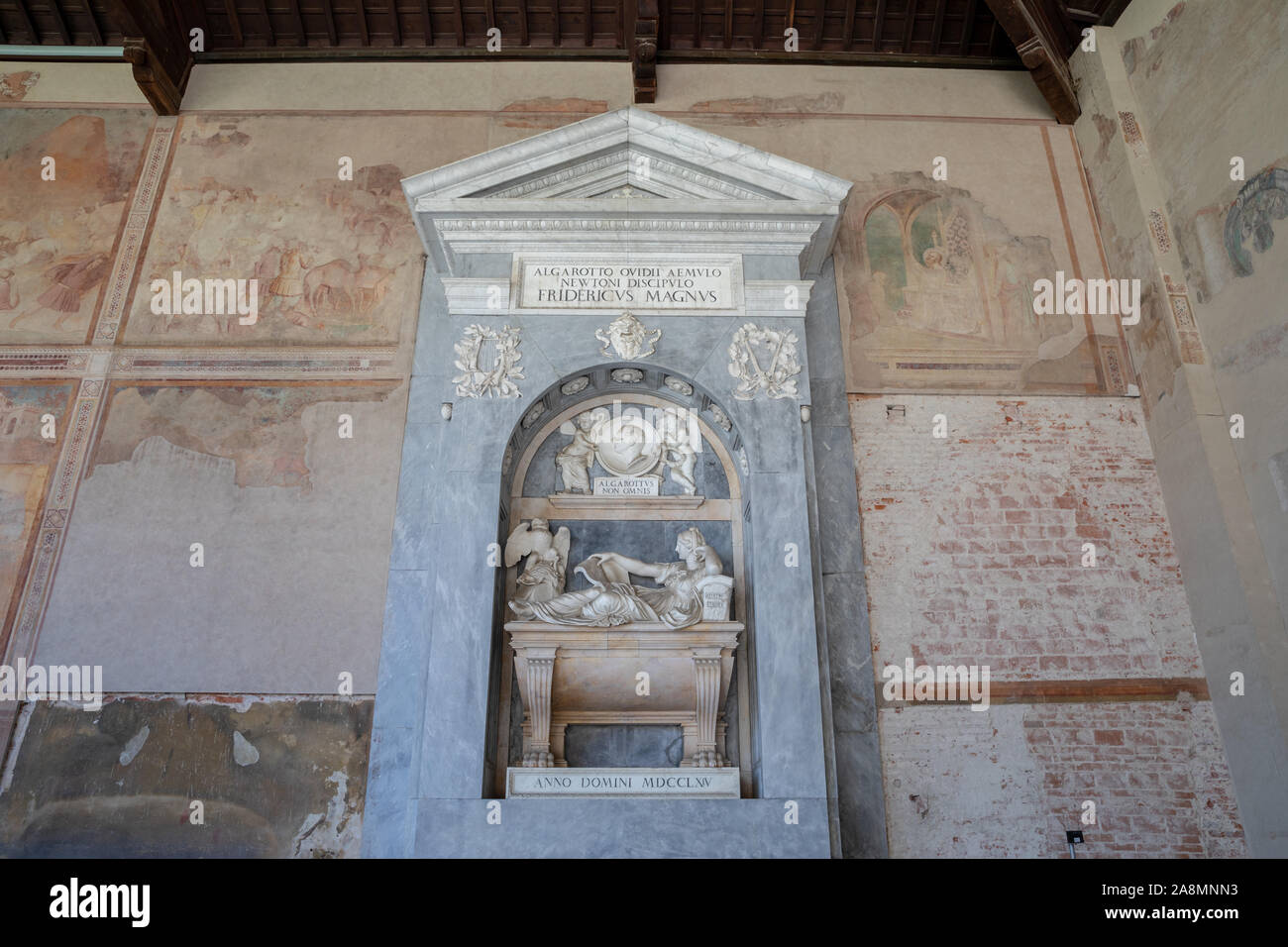Pisa, Italy - June 29, 2018: Panoramic view of interior of Campo Santo ...