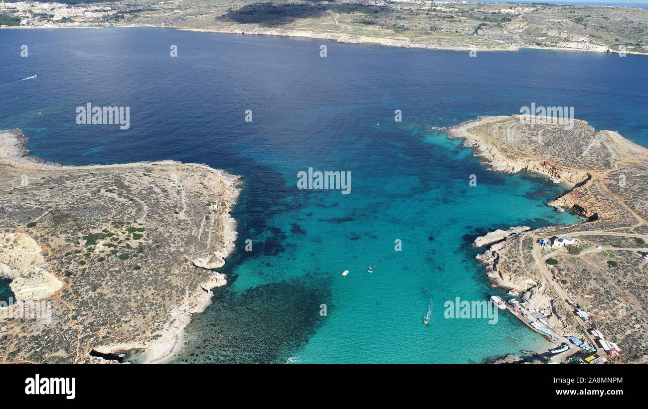 aerial view on blue lagoon in malta Stock Photo - Alamy