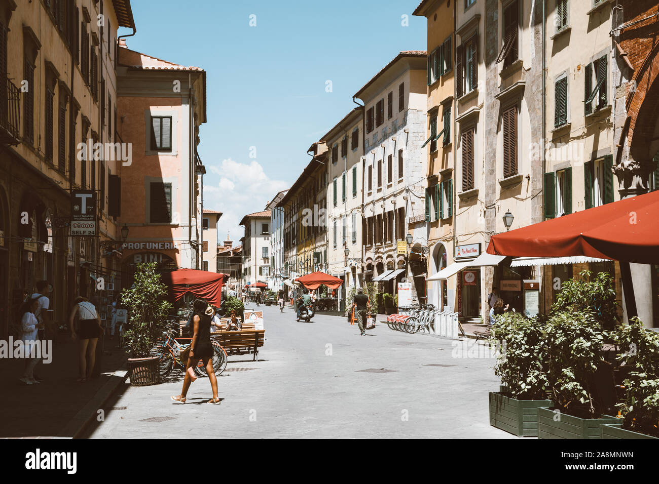Pisa, Italy - June 29, 2018: Walking on Borgo Stretto street in Pisa ...