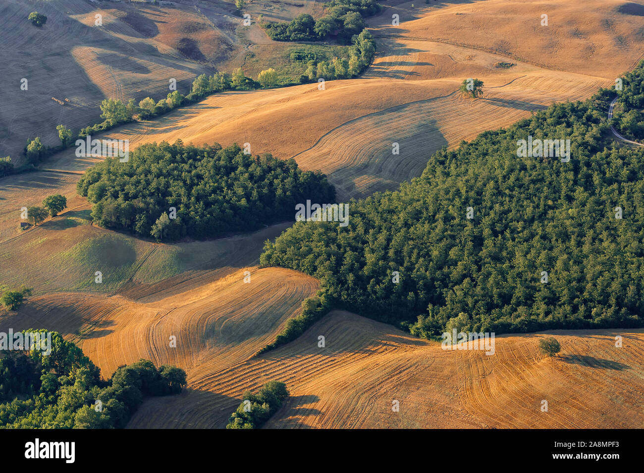 Aerial view of Tuscan fields and hills, Italy Stock Photo - Alamy