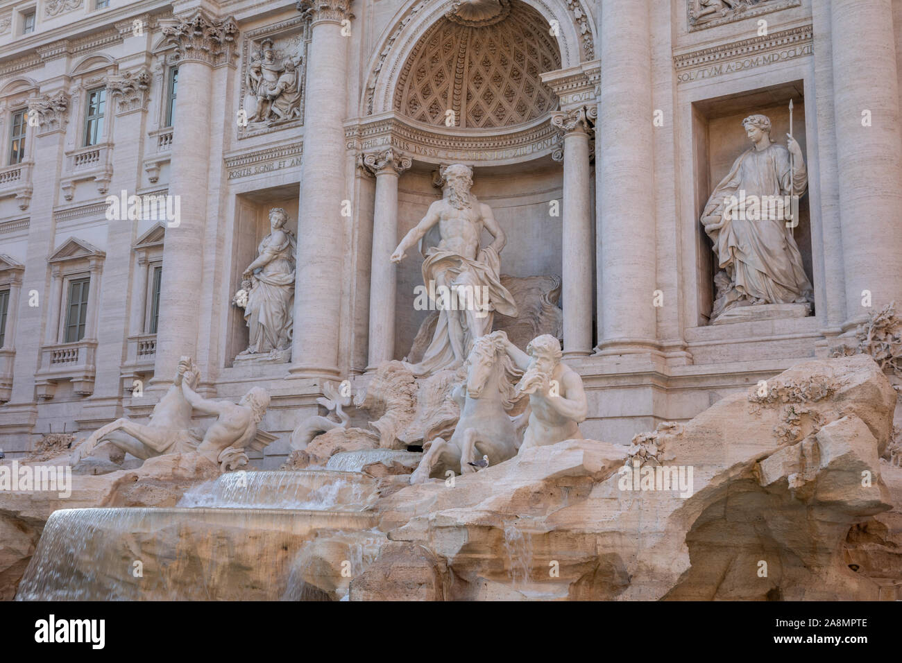 Panoramic view of Trevi Fountain in the Trevi district in Rome, Italy ...
