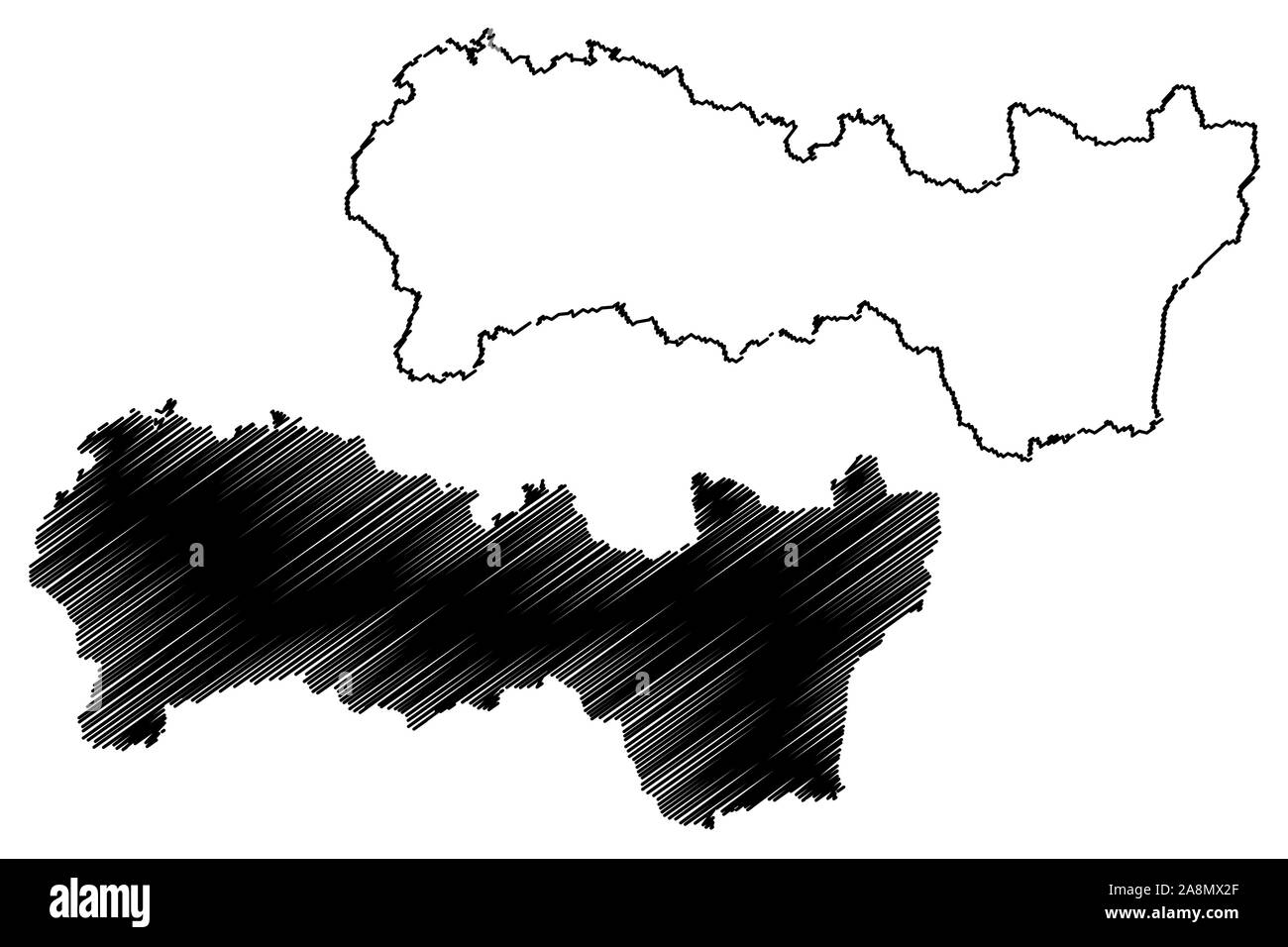 Kosice Region (Regions of Slovakia, Slovak Republic) map vector ...