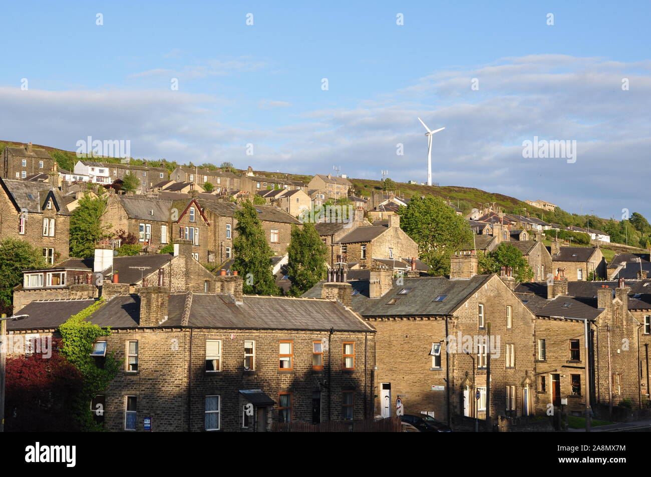 Wind turbine, Haworth Stock Photo - Alamy