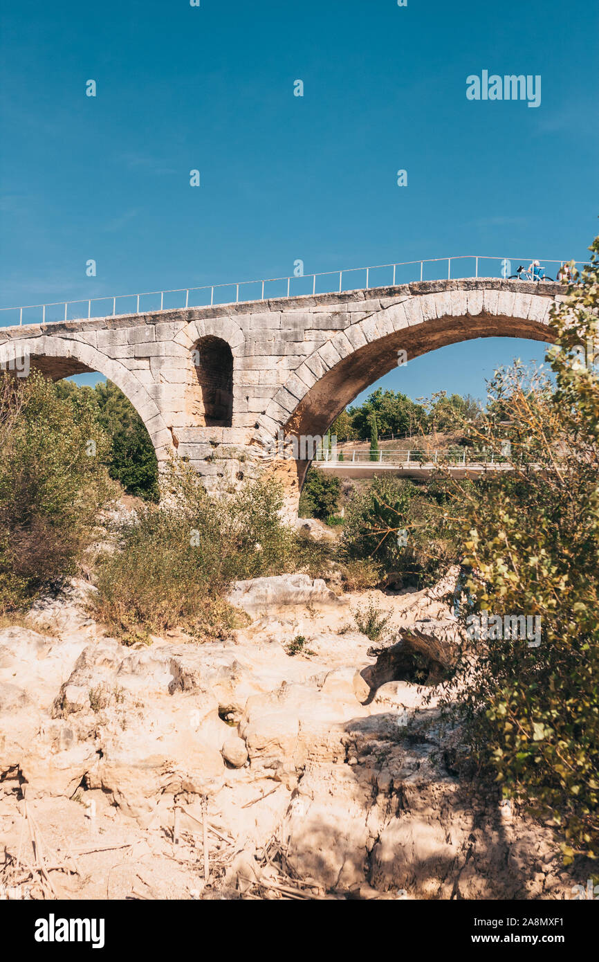 Ancient stone bridge in ancient Roman style - Dried stone riverbed ...