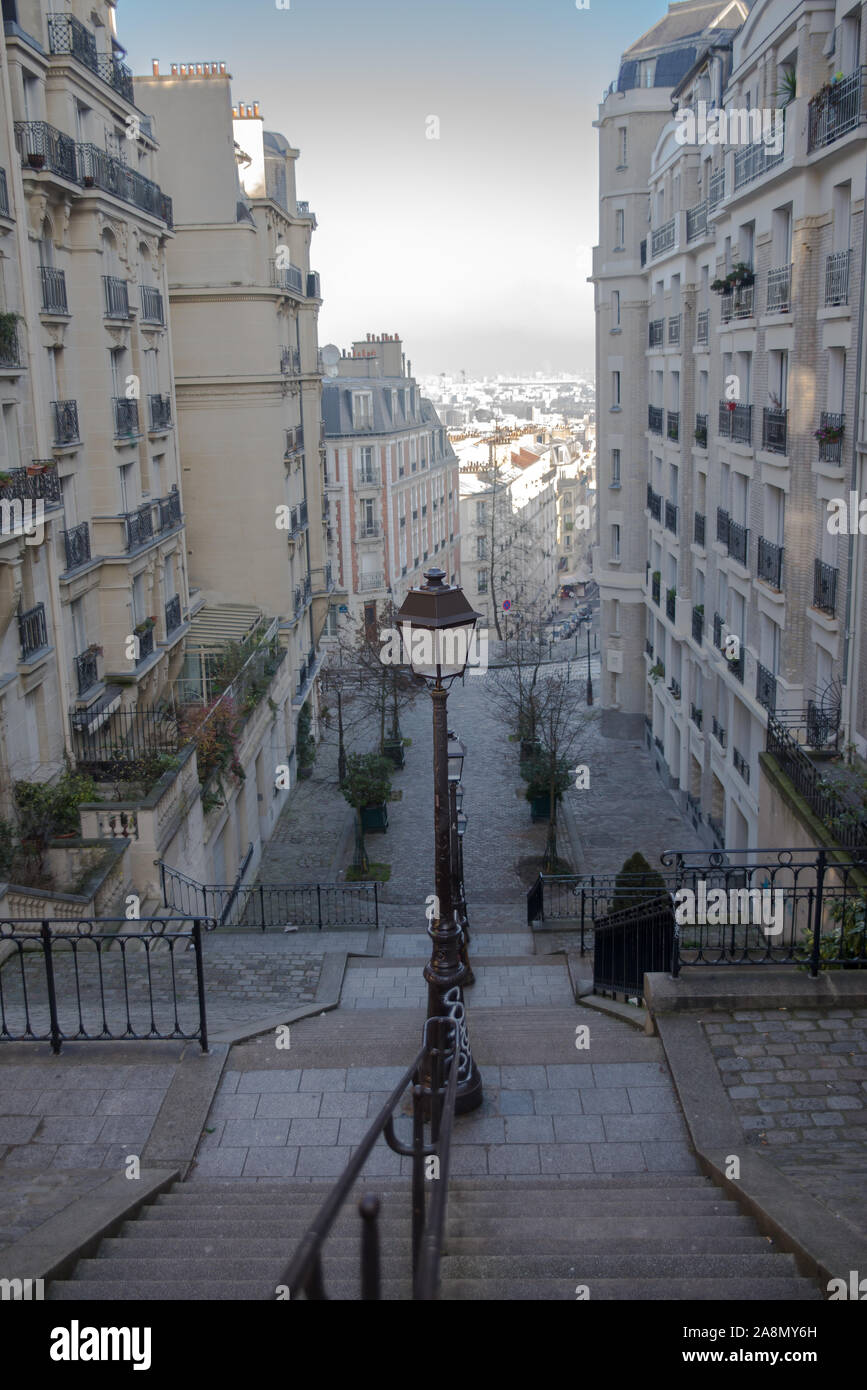 Paris, typical staircase in Montmartre Stock Photo - Alamy