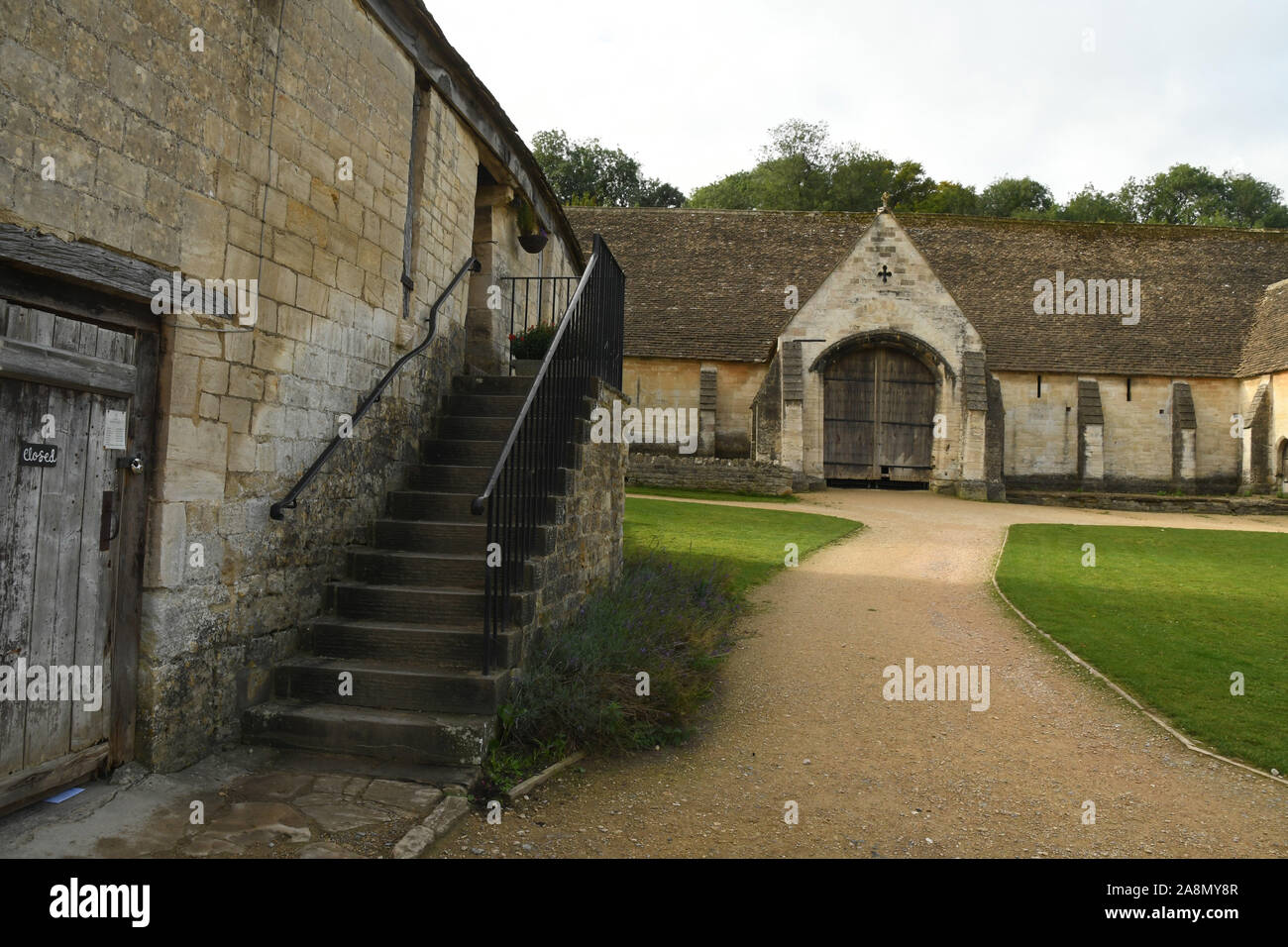 Stone steps leading to the upper storey of the medieval granary in the ...