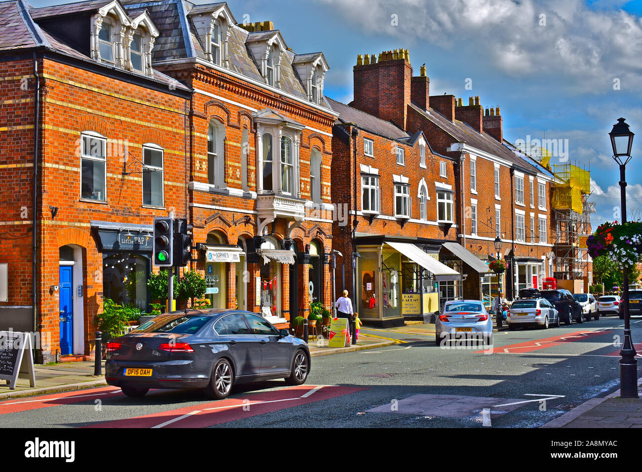 A typical row of red brick buildings in the centre of the quaint rural ...