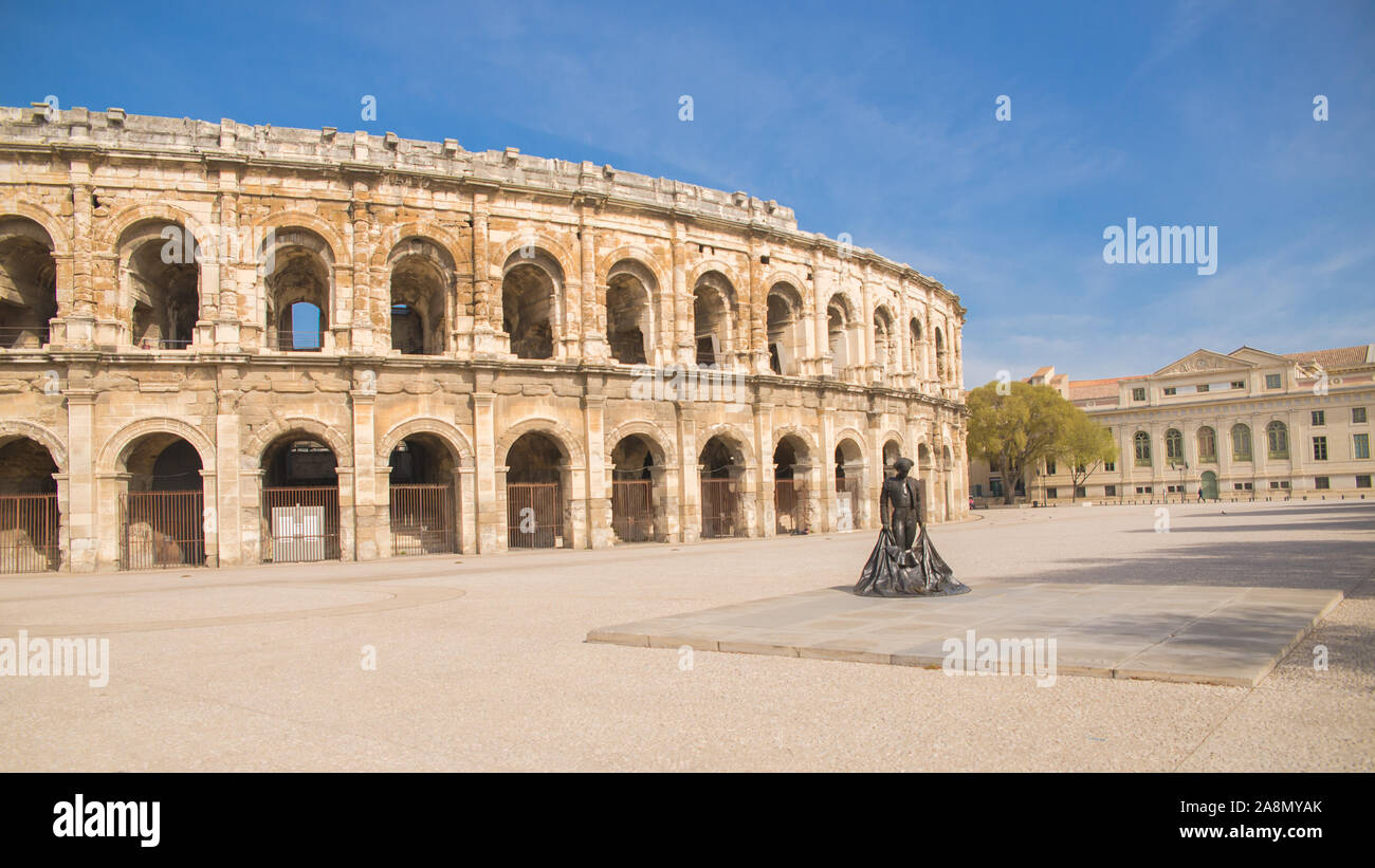 Nimes, Gard, the famous arenas, exterior facade Stock Photo - Alamy