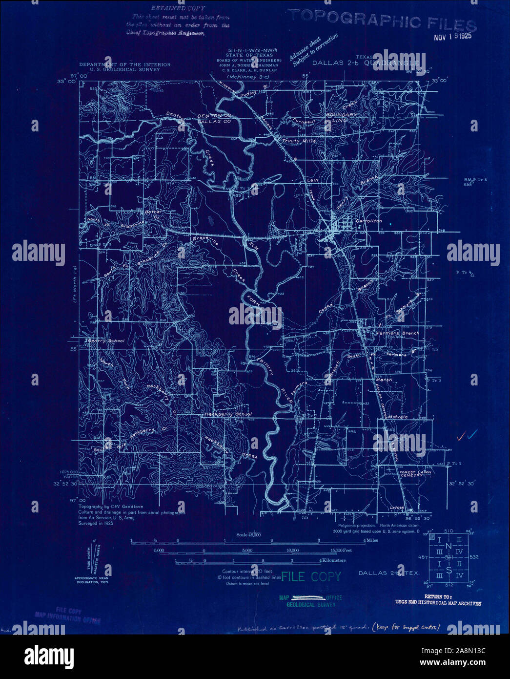 USGS TOPO Map Texas TX Dallas 2-b 123908 1925 48000 Inverted ...