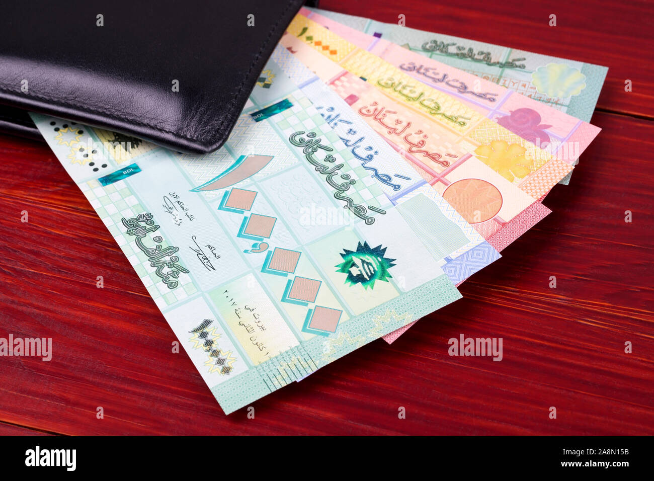 Lebanese money - Pound in the black wallet Stock Photo - Alamy