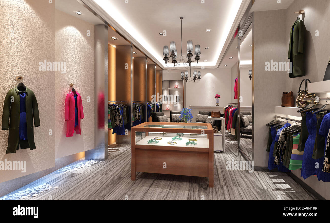 3d render of fashion shop Stock Photo - Alamy