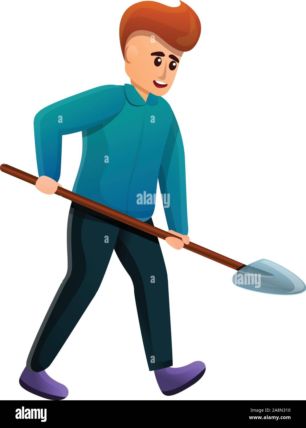 Man work shovel icon. Cartoon of man work shovel vector icon for web ...