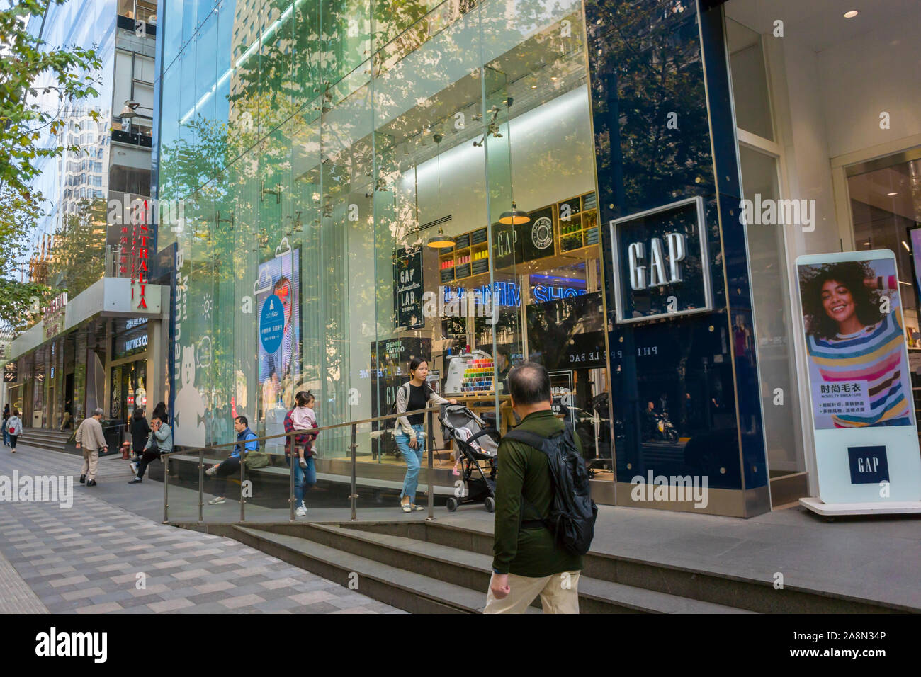 Shanghai, China, Clothes Shopping in Modern Commercial Center, GAP ...