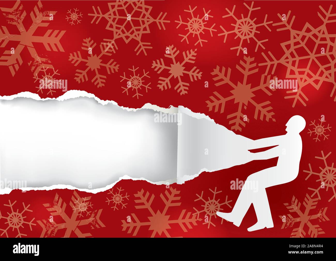 Paper male silhouette ripping red Christmas Paper Background ...