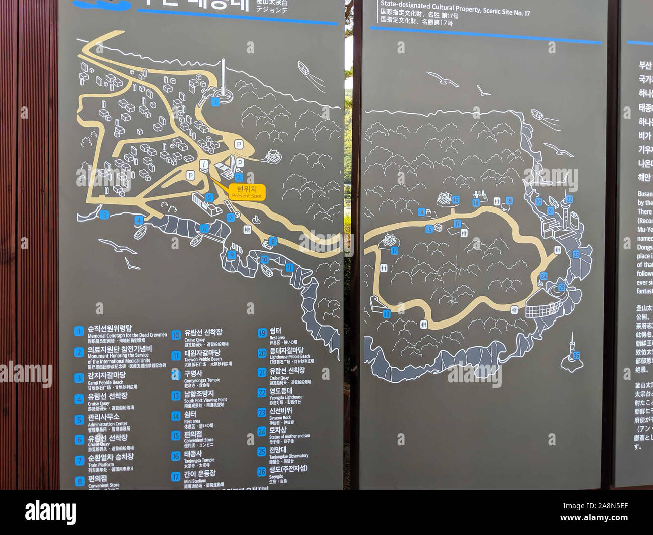 SEPT. 13, 2019-BUSAN SOUTH KOREA : A map that shows the main tourist ...