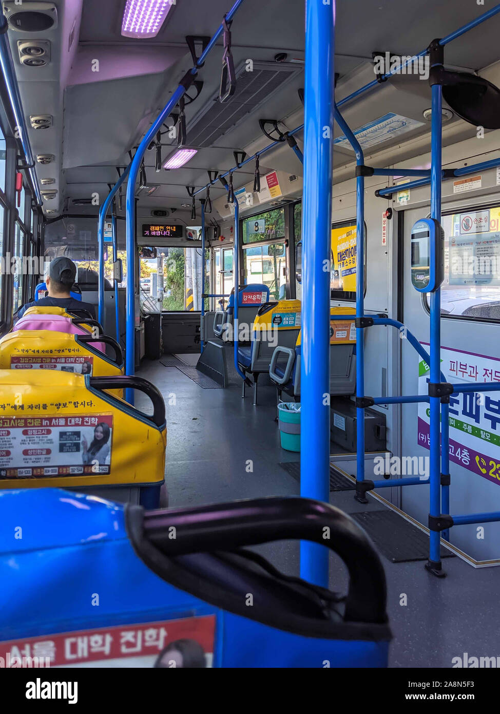 SEPT. 13, 2019-BUSAN SOUTH KOREA : Interior of a public transport one ...
