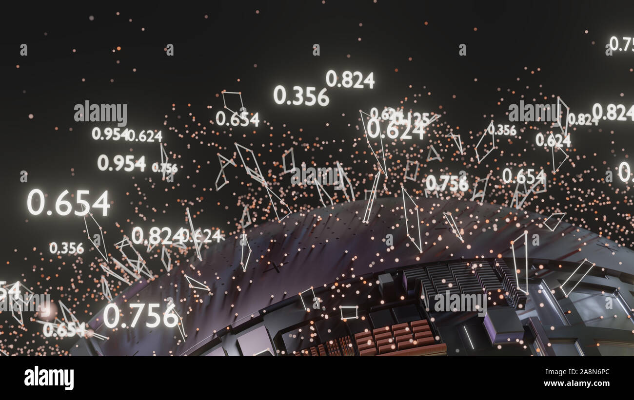Connection Lines and Dots Around Digital Abstract Cyber PCB Sphere ...