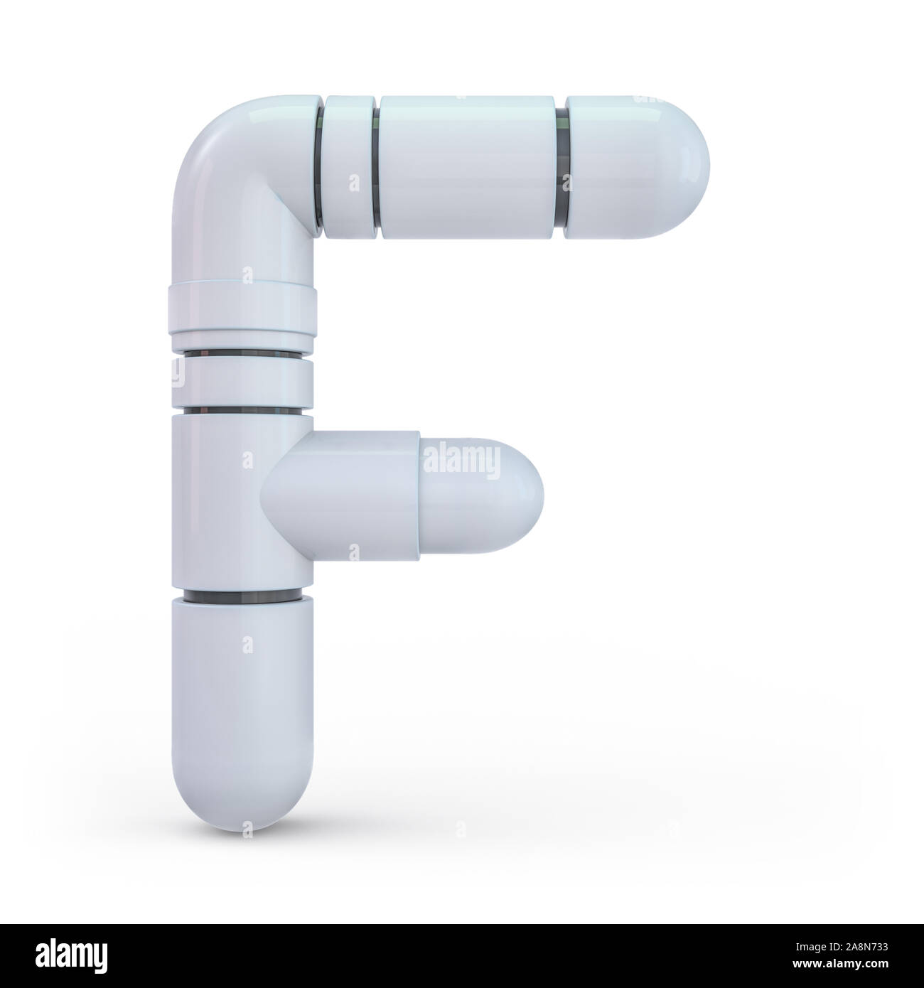 Capital letter F. Uppercase. Metallic futuristic white font. Mechanical ...