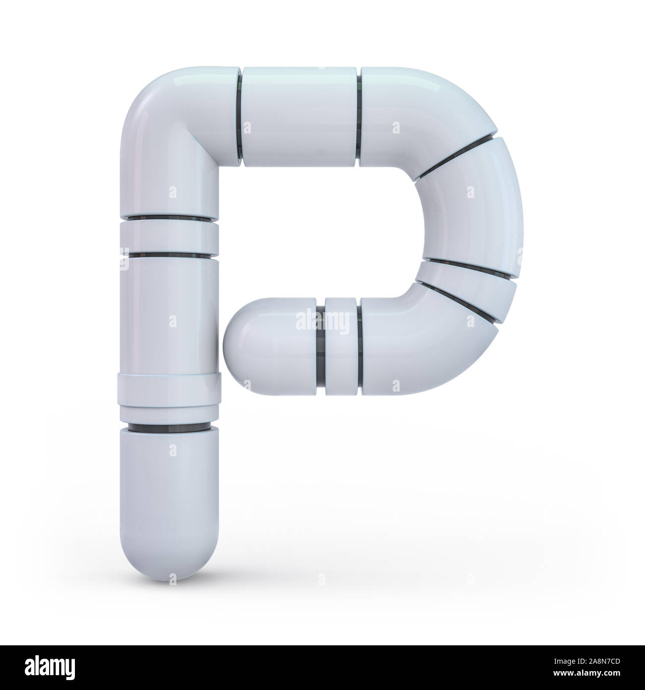 Capital letter P. Uppercase. Metallic futuristic white font. Mechanical ...