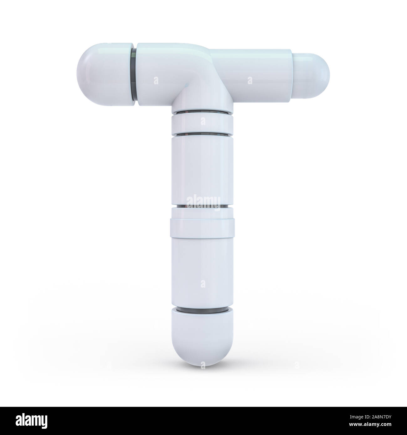 Capital letter T. Uppercase. Metallic futuristic white font. Mechanical ...