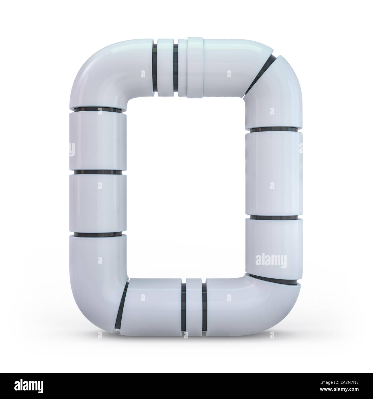 Number 0. Digital sign. Metallic futuristic white font. Mechanical ...