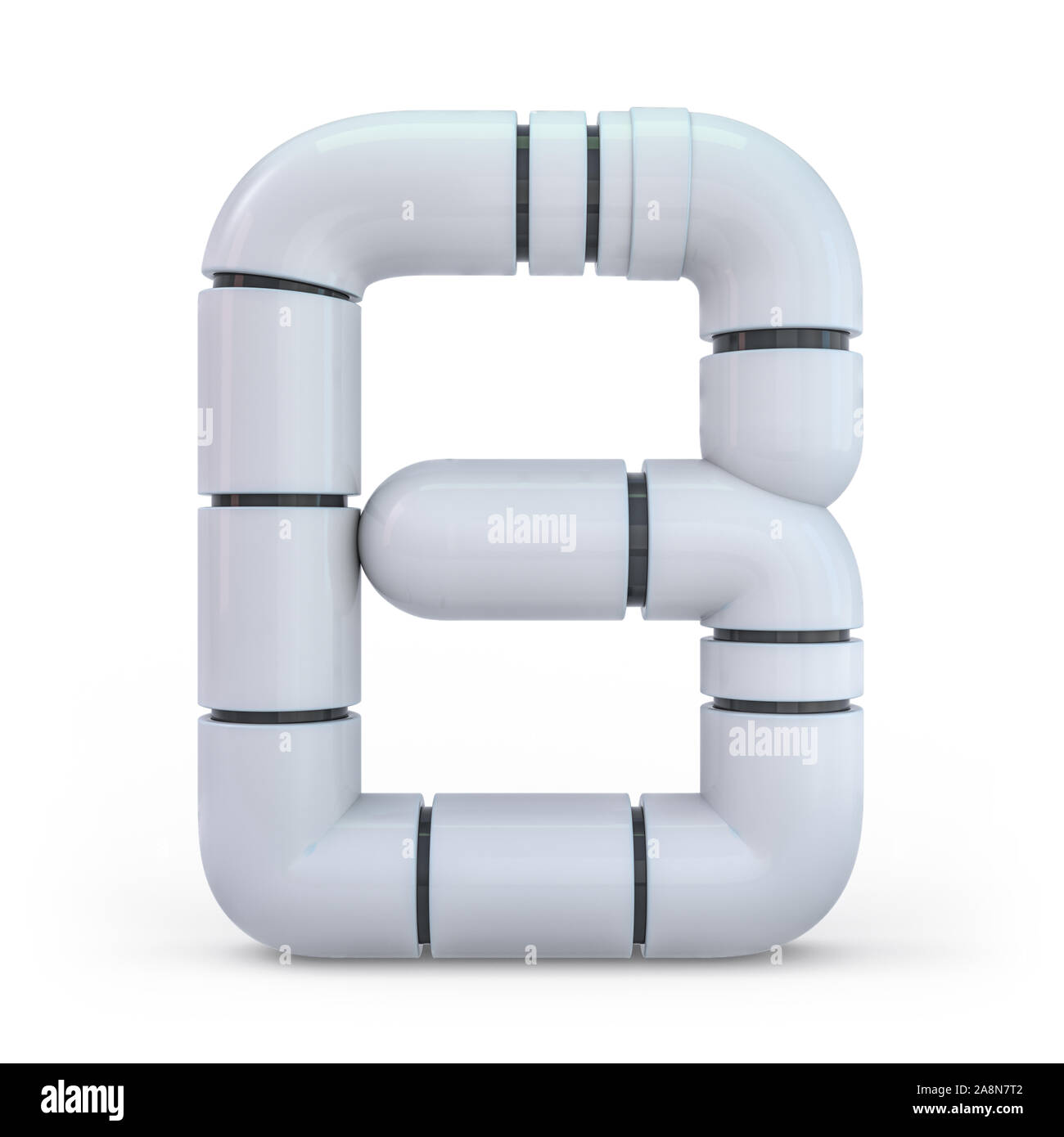 Number 8. Digital sign. Metallic futuristic white font. Mechanical ...
