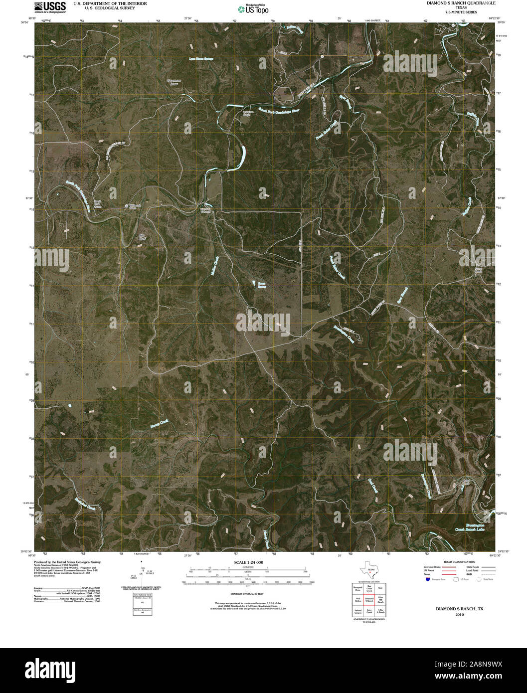 USGS TOPO Map Texas TX Diamond S Ranch 20100217 TM Restoration Stock ...