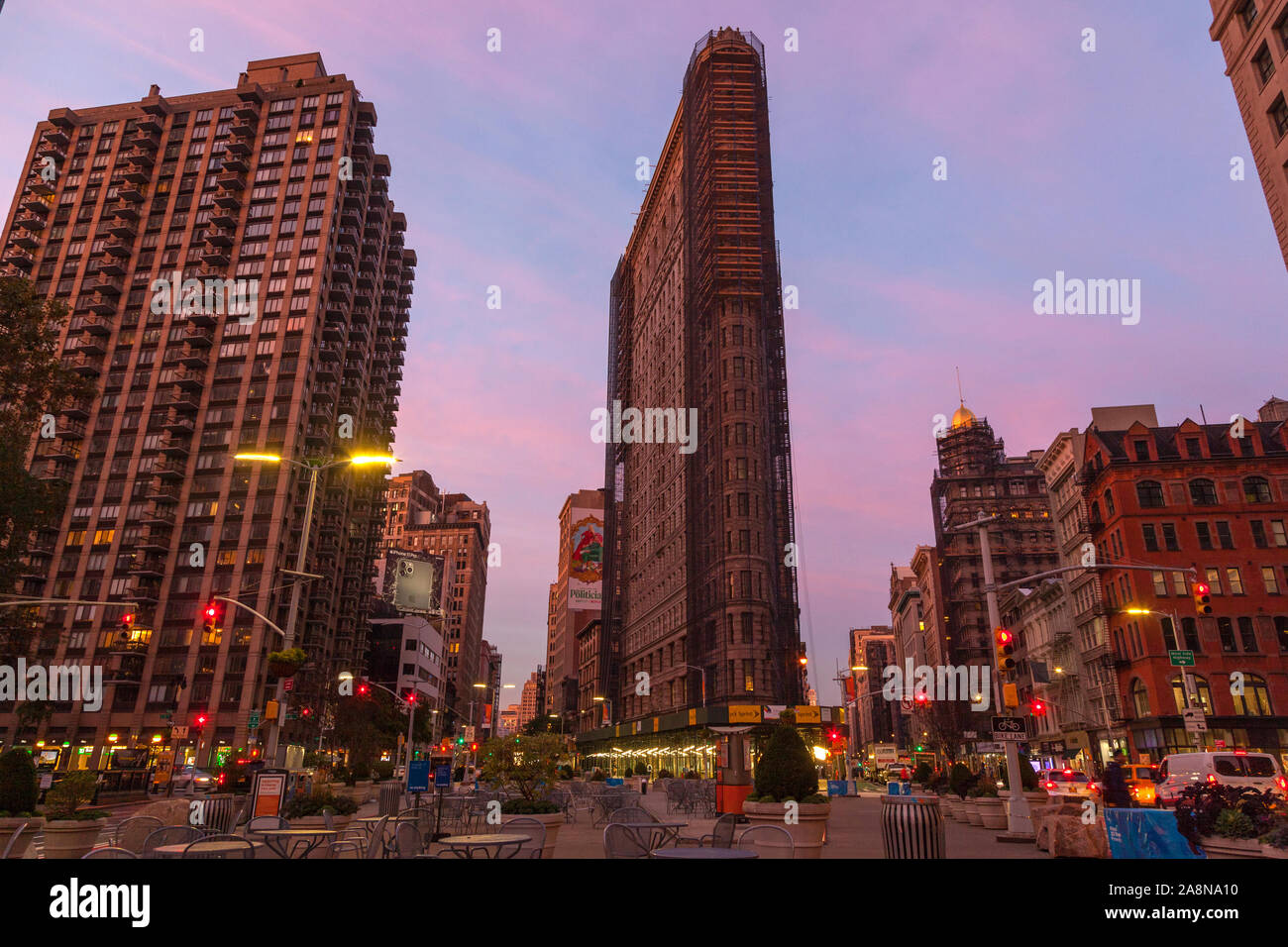 The Flatiron Building at dawn, originally the Fuller Building, Fifth ...