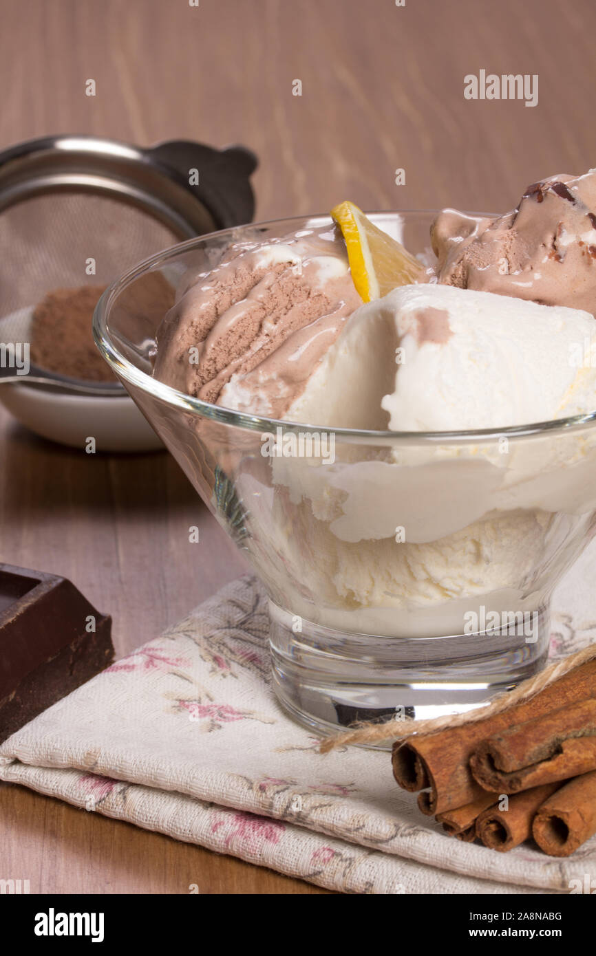 Creamy chocolate ice cream closeup and cinnamon Stock Photo - Alamy Creamy chocolate ice cream closeup and cinnamon Stock Photo - Alamy