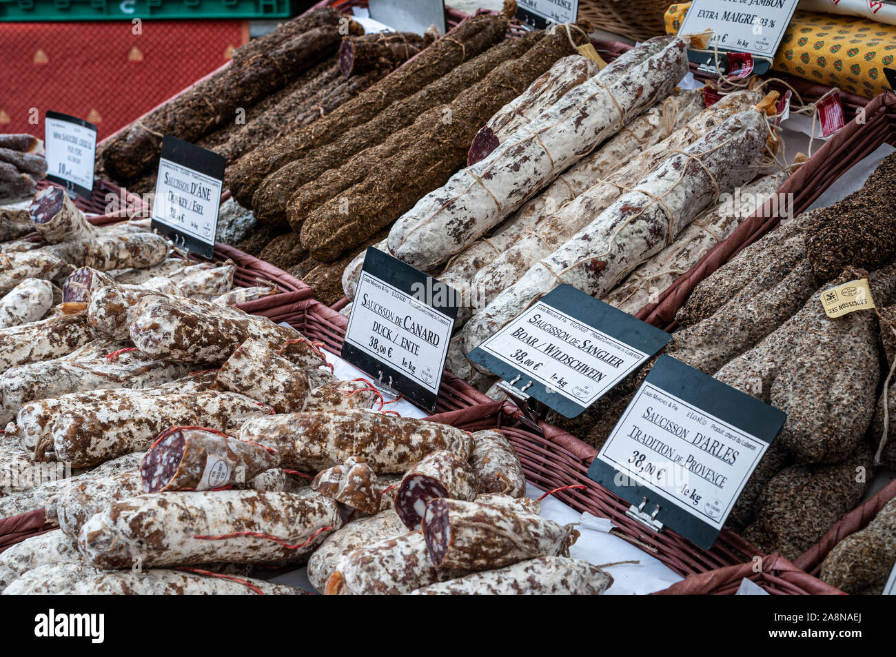 French sausage stall france hi-res stock photography and images - Alamy