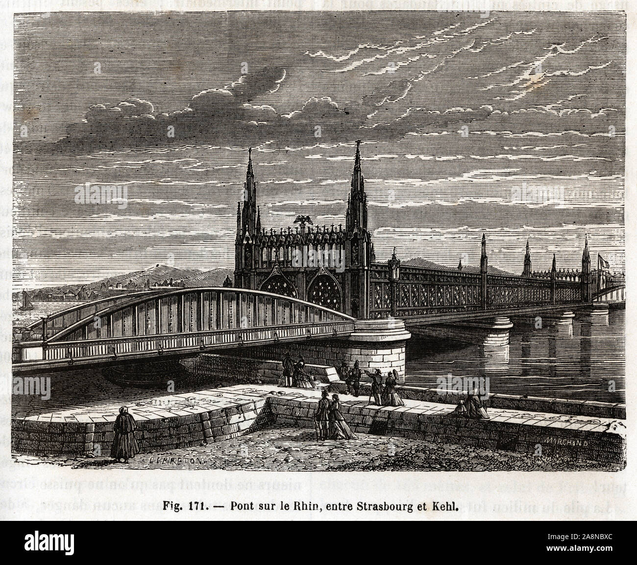 Pont sur le Rhin, entre Strasbourg (France) et Kehl (Allemagne ...